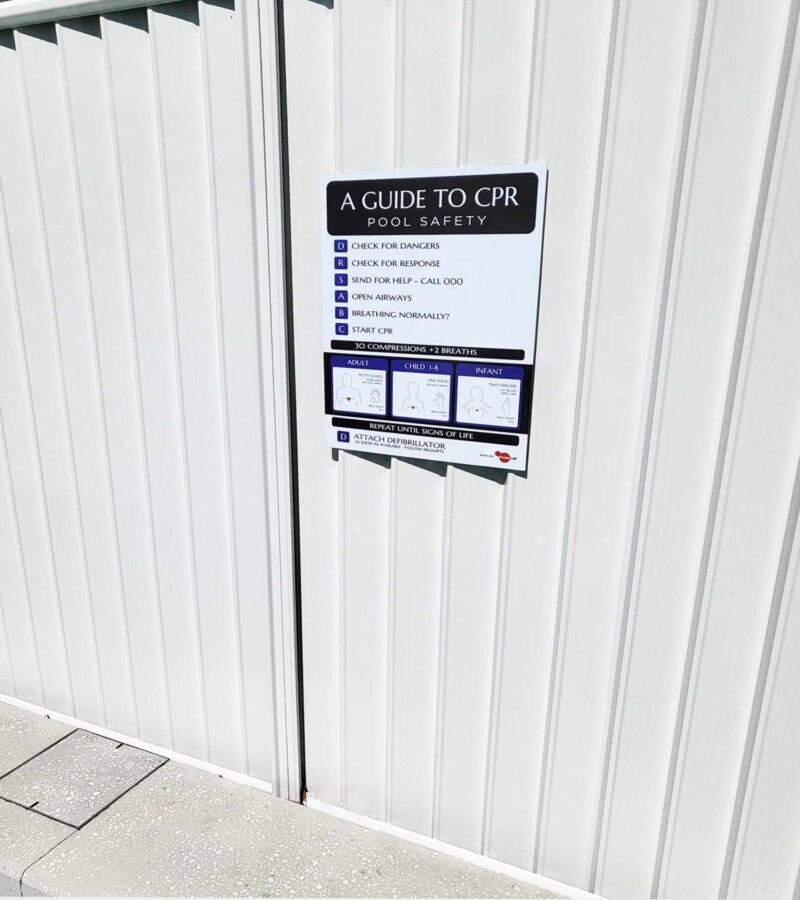Metal Pool Safety Sign – A Guide To CPR 60 x 45cm